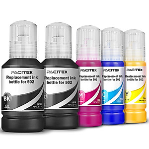 PACITEK 502 Compatible Refill Ink Replacement for T502 Used for ET-2850 ET-2760 ET-3850 ET-3710 ET-3750 ET-3760 ET-4850 ET-4750 ST-2000 Printer (2Black, Cyan, Magenta, Yellow)