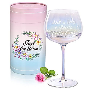 Birthday Gifts for Women - Wine Gifts, Unique Birthday Gifts for Wine Lovers,16 oz Iridescent Glass Gifts - Not a Day Over Fabulous Gifts for Women.