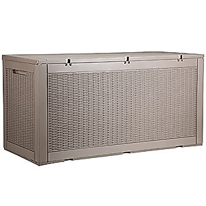 VEVOR Deck Box, 100 Gallon Outdoor Storage Box, 48.0" x 21.5" x 24.5", Waterproof PP Deckbox with Aluminum Alloy Padlock, for Patio Furniture, Pool Toys, Garden Tools, Outdoor Cushions, Gray