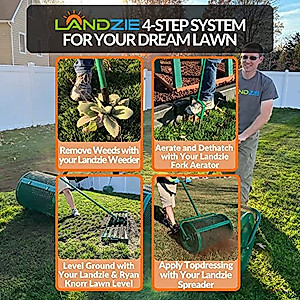 Landzie and Ryan Knorr Lawn Care 36 Inch Wide 72 Inch Handle Powder Coated Yard, Lawn, and Garden Leveler Rake with Powder Coated Finish