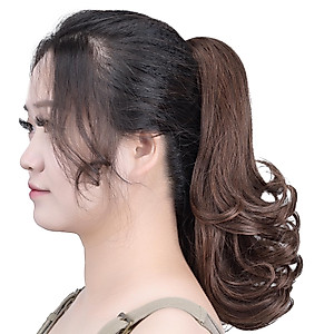 Brown Ponytail Extension,Claw Clip Ponytails 12in Curly 3.8 OZ Fake Hair Extensions Hair pieces SYXLCYGG Wig Girl Synthetic Fluffy¬ Tangled