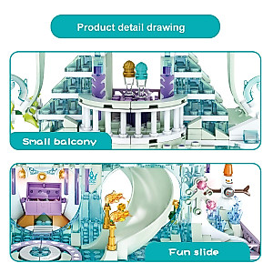 JIETENGFEI Girls Castle Princess Building Blocks House Crystal & Sleigh with Palace Bricks Construction Play Kit for Kids Christmas Birthday Gift Present 6.7.8.9.10.11.12 Years and Up
