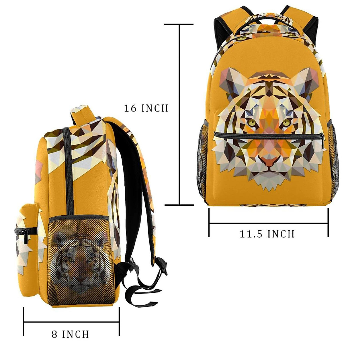 LORVIES Triangle Tiger Lightweight School Classic Backpack Travel Rucksack for Women Teens