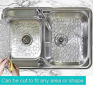 Coopay Kitchen Sink Mat Pebble Sink Mat PVC Eco-friendly Kitchen Adjustable Stainless steel/Porcelain Dish Drying Pad Sink Protector for Bottom of Kitchen Sink, 15.8 x 11.8 inches (2 Pack, Clear)