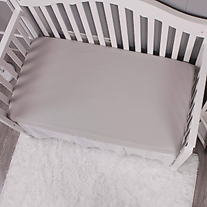 Belsden 3 Pack Soft Waterproof Crib Sheets, Wipeable Machine Washable Crib and Toddler Mattress Pad Cover, Fitted Microfiber Baby Sheets Set, 28’’x 52’’, Light Grey & Dark Grey & Apricot