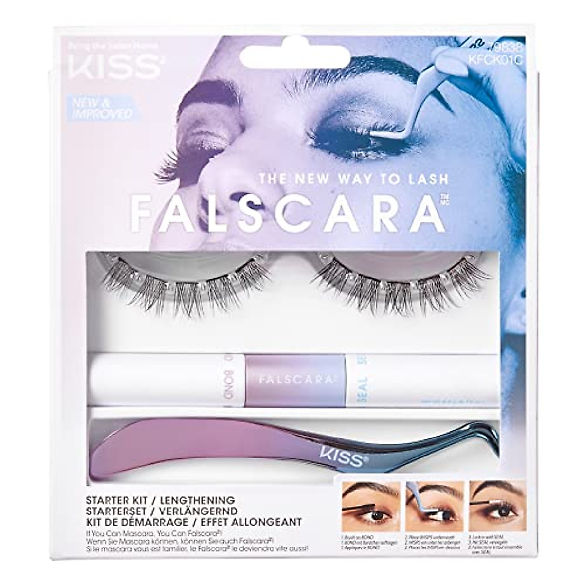 Kiss Falscara Eyelash Starter Kit Lengthening (Pack of 2)
