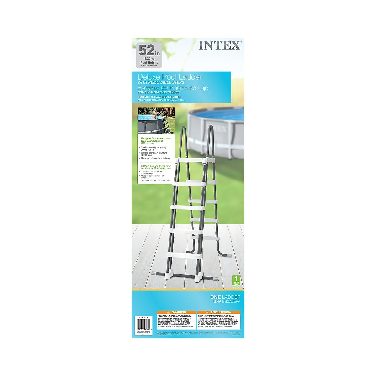 Intex 28077E Intex-52 Inch Ladder with Removable Steps Pool, 1 Size, Grey