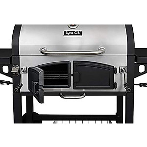 Dyna-Glo Silver/Black Porcelain/Cast Iron X-Large Premium Dual Chamber Charcoal Grill