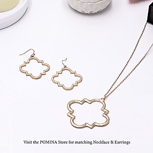 POMINA Quatrefoil Clover Gold Dangle Drop Earrings Gold Silver Two Tone Textured Trendy Fashion Earrings for Women
