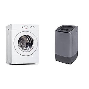 Euhomy Compact Dryer 1.8 cu. ft. Portable Clothes Dryers with Exhaust Duct with Stainless & Comfee Portable Washing Machine, 0.9 cu.ft Compact Washer With LED Display, 5 Wash
