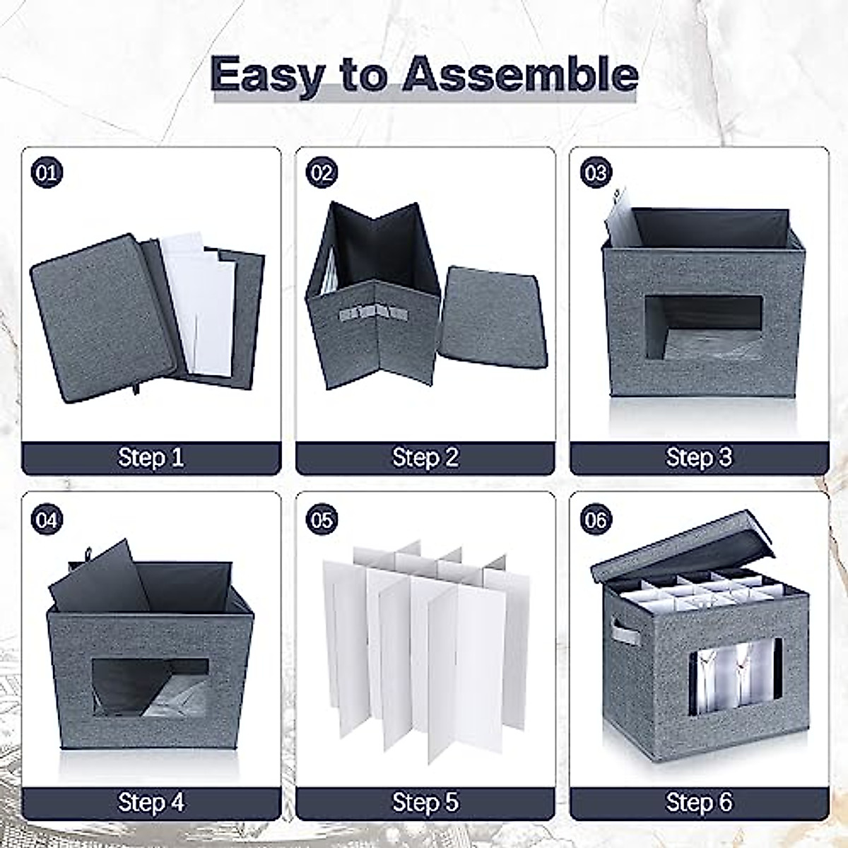 Norme 3 Pcs Wine Glasses Storage Box with Dividers, 12 Compartments Champagne Flute Storage Box with Lid Handle Window China Storage Containers Hard Glass Holder Packing Boxes for Moving