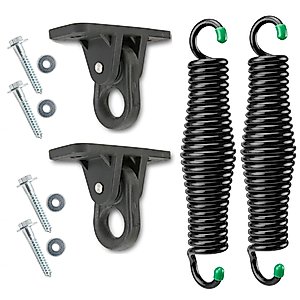 SwingMate Porch Swing Hanging Kit - 750 Lbs. Capacity - Proudly Made in The USA - Patented Heavy-Duty Suspension Swing Hangers and Springs for Hammock Chairs or Ceiling Mount Porch Swings (Black)