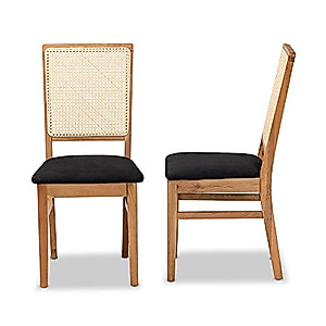 Baxton Studio Idris Dining Chairs, Black/Oak Brown