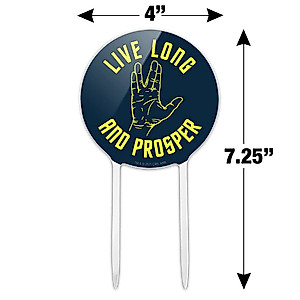 Acrylic Star Trek Live Long and Prosper Cake Topper Party Decoration for Wedding Anniversary Birthday Graduation