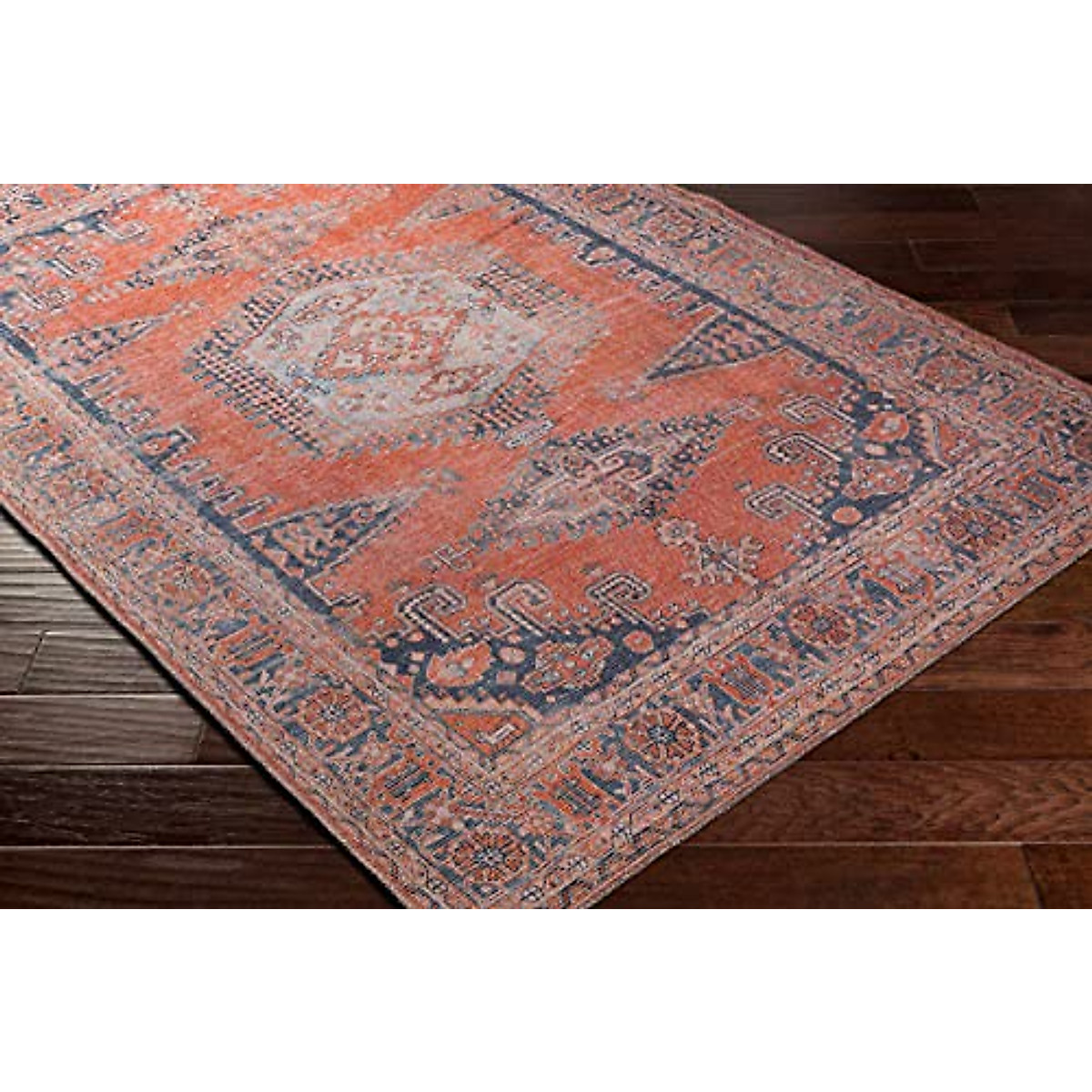 Mark&Day Washable Area Rugs, 5x7 Mackey Traditional Burnt Orange Area Rug, Orange/Beige Carpet for Living Room, Bedroom or Kitchen (5'3" x 7'3", Machine Washable)