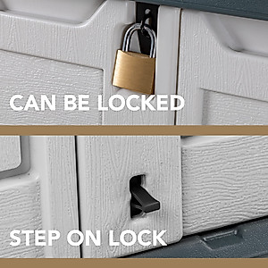 Devoko Resin Outdoor Storage Shed 28 Cu Ft Horizontal Outdoor Storage Cabinet Waterproof Patio Tools Storage Box for Pool Toys, Sofa Cushion, Lawn Mower and Garbage Cans