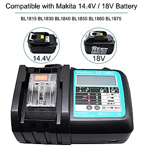 QCZRED 18 Volt 5000mAh BL1850B Battery and DC18RC Charger Replacement for Makita 18V LXT Battery Lithium ion BL1815 BL1830 BL1850 BL1840 BL1850B BL1845 BL1820 BL1860B