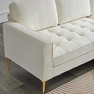 Convertible Sectional Sofa 85.38" L Shaped 3 Seat Couch Heavy Duty Corner Couch Chenille Lounge Couch w/Reversible Chaise & Arm-Pillows,Comfy Upholstery Sofa & Couches for Living Room Apartment,Beige