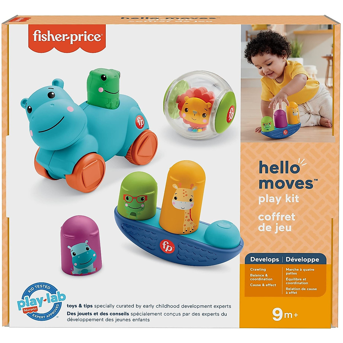 Fisher-Price Hello Moves Play Kit, Curated Gift Set of Activity Toys for Infants Ages 9 Months and Up
