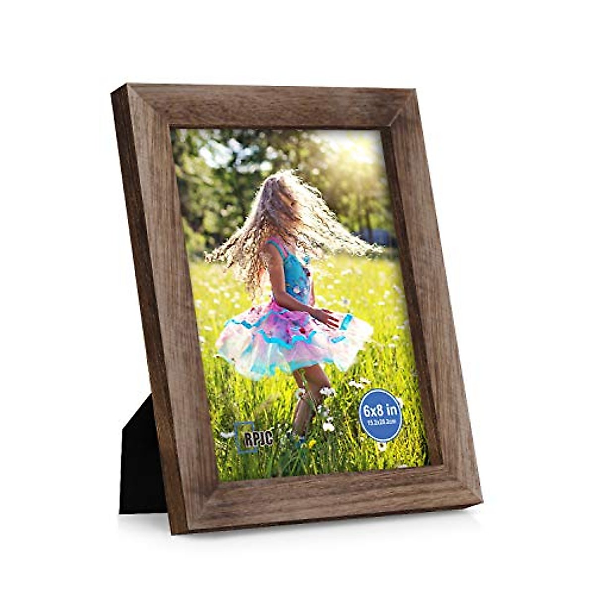 RPJC 6x8 inch Picture Frame Made of Solid Wood and High Definition Glass Display Pictures for Table Top Display and Wall Mounting Photo Frame with Stand Carbonized