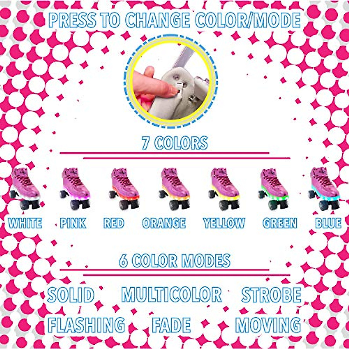 CHICAGO Skates Pulse Light Up Quad Skates, Women's Adult Sizes, Pink, 6 (CRS710-06)