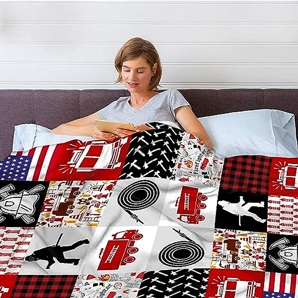 Fire Truck Blanket Ultra Soft Truck Car Blanket for Toddler Boys Men Truck Gifts for Truck Lovers Police Firefighter Blanket for Birthday Anniversary Couch Bed Outdoor 40"x50"for Kids/Child