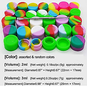 Vitakiwi 2ml 3ml Round Silicone Wax Concentrate Containers Multi Use Oil Jars with Carving Tool (40PCS)