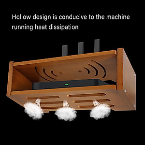 BAMTALK 2 Tiers WiFi Router Floating Shelves Under TV DVD, Wall Mounted & Table Top, Wooden Component Shelf for Media Console, Modem, Cable Box, PS4, Game Console, TV Accessories