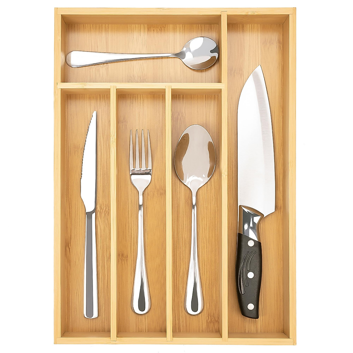 Conflech Silverware Organizer Bamboo Kitchen Drawer Organizer Utensil Organizer Silverware Holder Cutlery Organizer in Drawer Flatware Organizer Tray