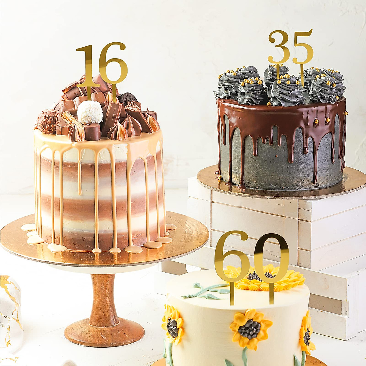 0-9 Number For Cake Topper, Shiny Acrylic Number Cake Toppers Cake Decorations Birthday Party Cake Topper for Birthday Party Wedding Anniversary