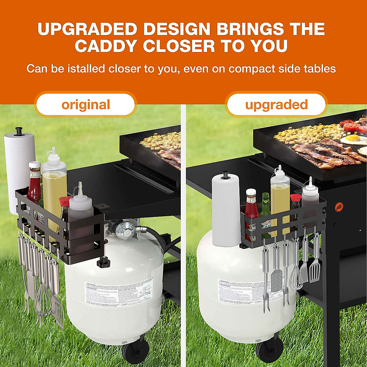 MeWeBlue Griddle Caddy for Blackstone Griddle Accessories Storage, Space Saving Grill Accessories Holder, BBQ Accessories Organizer for Blackstone 28”/36” Griddle, BBQ Caddy with a Paper Towel Holder