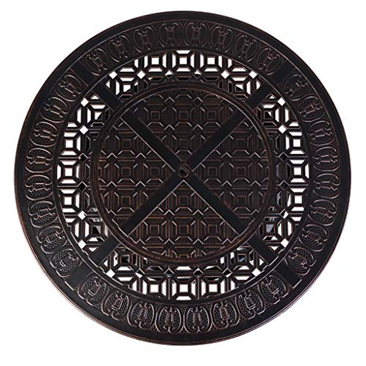 Fire Sense 62262 Dynasty Art Deco Aluminum Convertible Gas Fire Pit Table 55,000 BTU Multi-Functional Outdoor with Fire Bowl Lid, Nylon Weather Cover & Clear Fire Glass - Bronze Finish - Round - 44"