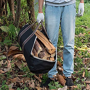Amagabeli 5ft Firewood Log Rack with Cover Combo Set Bundle Large Canvas Firewood Carrier Log Tote Bag