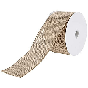 Morex Ribbon 1252.60/10-004 Burlap 2.5" X 10 YD Jute Wired Ribbon, Natural, Arts & Crafts Burlap Roll for Wedding Decor and Farmhouse Christmas Decor, Rustic Christmas Decorations Indoor Home Decor