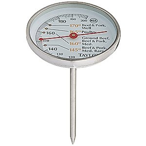 Taylor Meat Thermometer Meat 120 To 200 Deg F 2-3/4" Dia. Dial