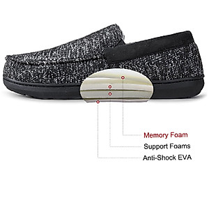 RockDove Men's Sherpa Lined SILVADUR Memory Foam Moc Slipper, Size 10 US Men, Black