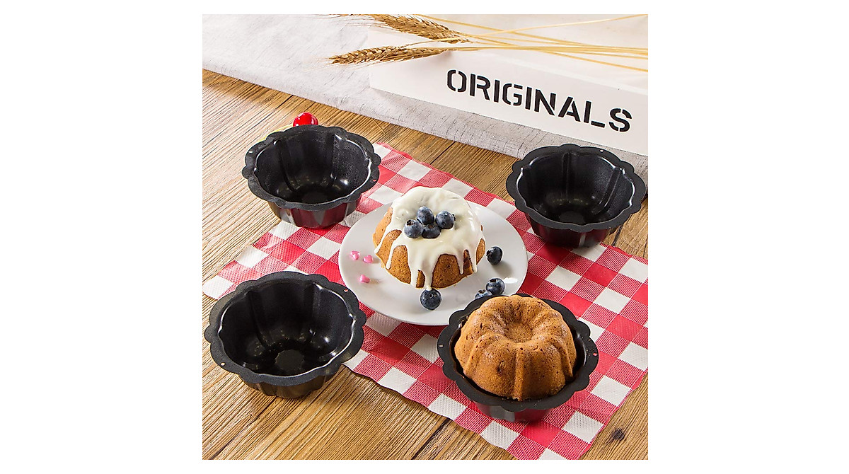 Webake Mini Cake Pan Set - Nonstick 4 Inch Baking Cups for Buntcakes