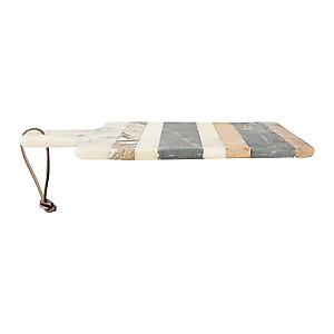Bloomingville Marble Cheese and Cutting Board with Stripes and Leather Tie, Multicolor