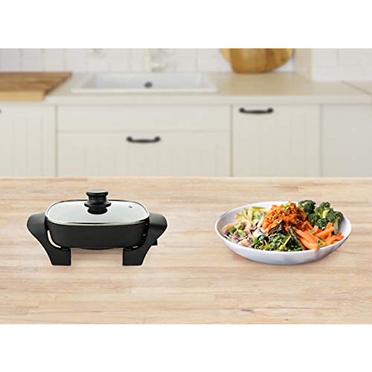 Brentwood Appliances SK46 8-Inch Nonstick Electric Skillet with Glass Lid, One Size, Black