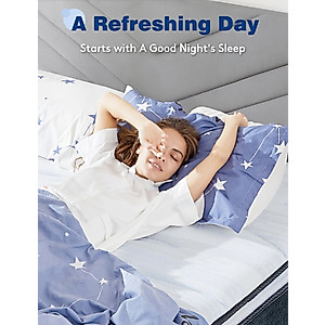 Lomeluous Queen Mattress, 14 Inch Plush Cooling Gel Memory Foam Hybrid Mattress Queen Size with Pocket Spring, Medium Firm, Adaptive Support, for Cozy Sleep, Pain&Pressure Relief, CertiPUR-US