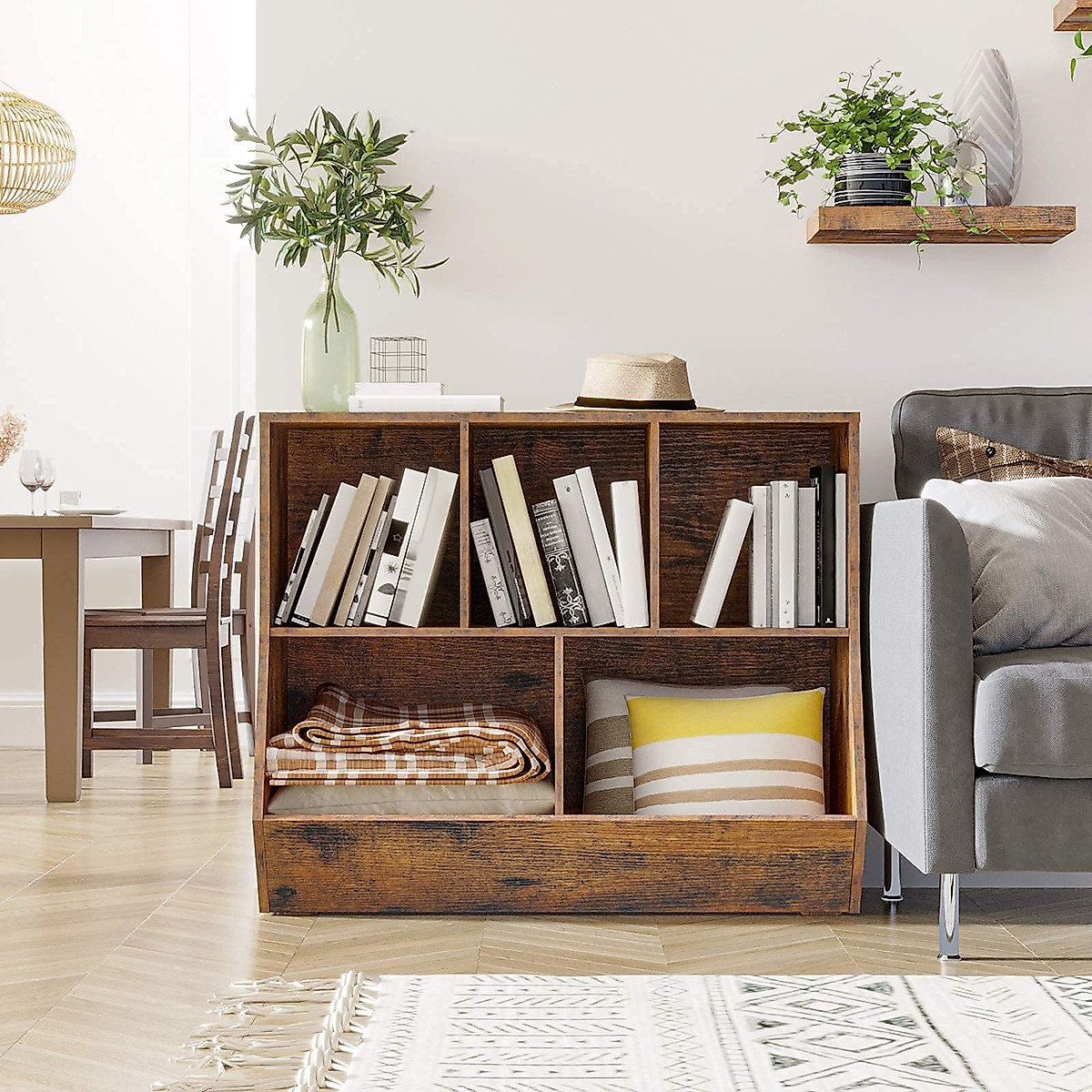 HOOBRO Storage Chest, Wooden Storage Box Kids Bookshelf, Bookcase Footboard BF75CW01G1-BF32CW01