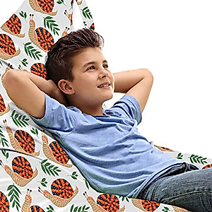 Ambesonne Snail Lounger Chair Bag, Ornamental Colorful Folk Ethnic Mollusk Insects Leaves Branches Continuous Drawing, High Capacity Storage with Handle Container, Lounger Size, Multicolor