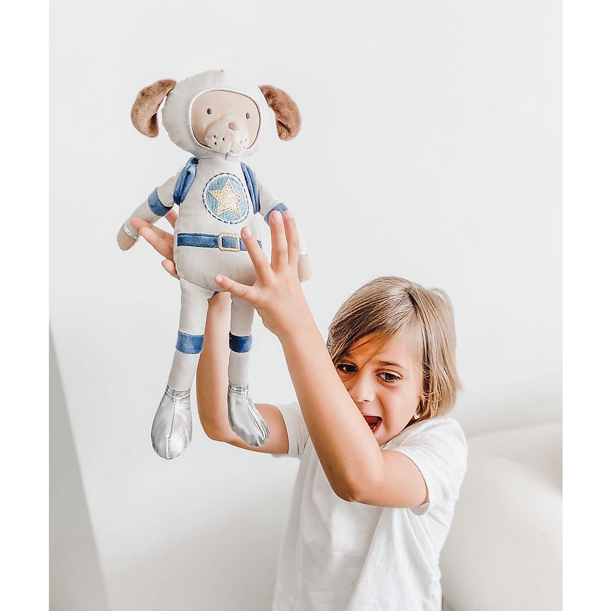 MON AMI Archie Astronaut Dog Stuffed Toy, Astronaut Plush Toy & Animal, Great Gift for Kids, Perfect Party Favor and Birthday Gift for Toddlers, Boys, Silver, 15"