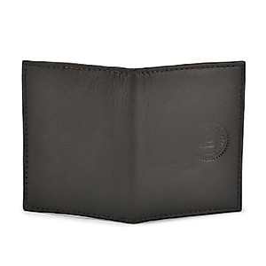 LB LEATHERBOSS Genuine Leather Small Bifold Plain Credit Card Holder Wallet for men women, Brown