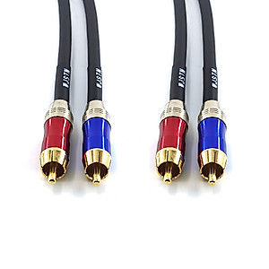 WJSTN-020 RCA to RCA Audio Cable, 1RCA Male to 1RCA Male Stereo Audio Cable Converter, Digital Stereo Audio Cable for subwoofer, Home Theater, high-Fidelity Audio-Double Shielding-2 Pack (2FT)