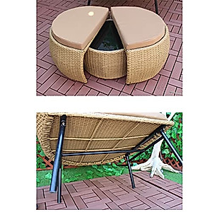 QUUL Outdoor Rattan Chair Three Piece Combination Home Balcony Leisure Sofa Rattan Chair