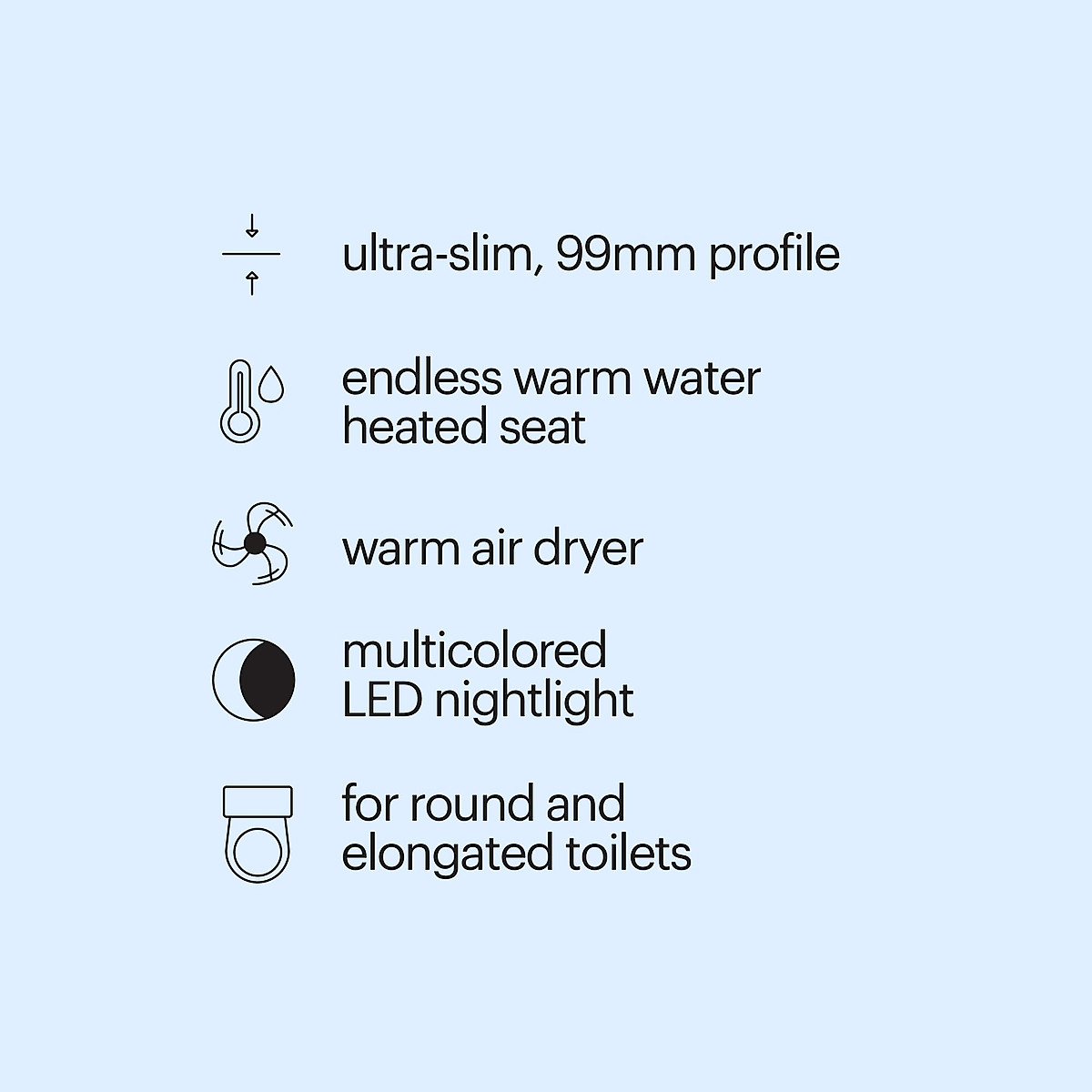 Brondell LS1800-RW Swash Electric Bidet Toilet Seat with Oscillating Stainless Steel Nozzle, Warm Air Dryer, Heated, Night Light, Gentle Close Lid, Thin Profile, Remote Control, Round