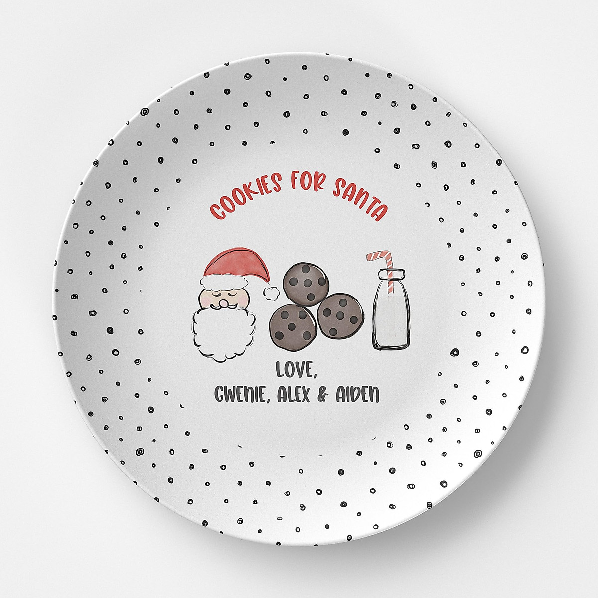 Christmas Personalized Cookies for Santa Plate and Milk Mug Set- Custom Festive Holiday Keepsake - Milk and Cookies