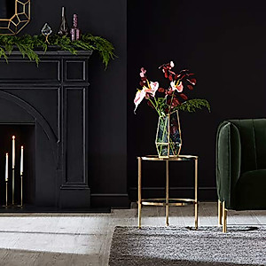 Amazon Brand – Rivet Modern Round Metal Coffee Table, 18.5"H, Gold and Glass