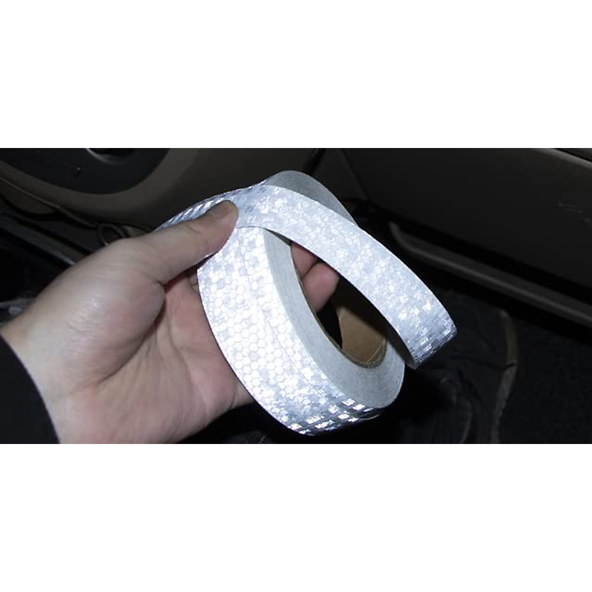 Starrey White Reflective Tape Self Adhesive Warning Tape 1IN x 75FT Outdoor Honeycomb Reflective Safety Tape-School Bus Stickers Conspicuity Solid Color Design